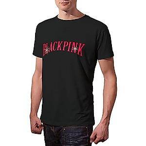 BLACKPINK Womens T Shirts Mens Fashion Short Sleeve Shirts for Girls Casual Crew Neck Tshirts Black XL