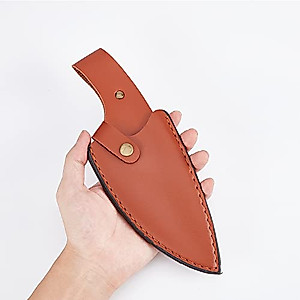 AMIJOUX Fixed Blade Knife Holster, Handwork Leather Knife Sheath, Belt Loop Case Holder Bag Tooled Leather Knife Pouch Hunting Knives Sleeve Universal Knife Edge Guard
