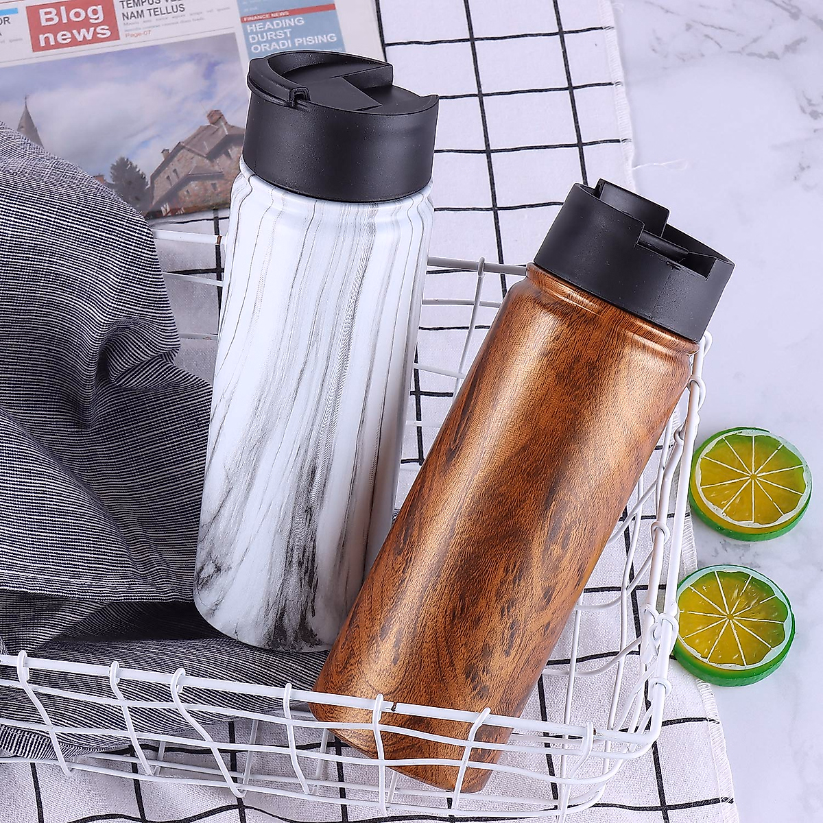 Sivaphe Tea Infuser Bottle With Removable Loose Leaf Tea Strainer, 18/8 Stainless Steel Insulated Travel Tea Tumbler Festival Gift(Wood Grain)
