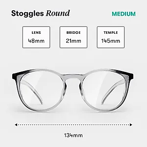 Stoggles Round Z87.1 Certified Polycarbonate Safety Glasses, Scratch & Shatter-Proof, Blue-Light & UV Blocking Lens, Top & Side Shields, Anti-Fog Dip Coated, Durable, Protective & Stylish Eyewear