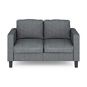 Furinno Bayonne Modern Upholstered Loveseat/Sofa Couch for Living Room, Gunmetal