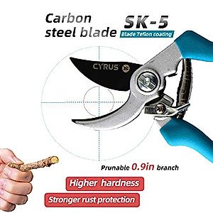 Garden Shears Pruner Secateurs & Pruning Scissors Flower Gardening Sharp Carbon Steel & Aluminum Alloy Hand Tools Florist Bonsai Cutters Plant Floral Snips - CYRUS