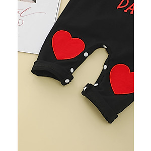 bilison My First Valentine's Day Outfit Newborn Baby Boys Clothes Bow Tie Bodysuit Print Overalls 2Pcs Romper Set 0-12 Months