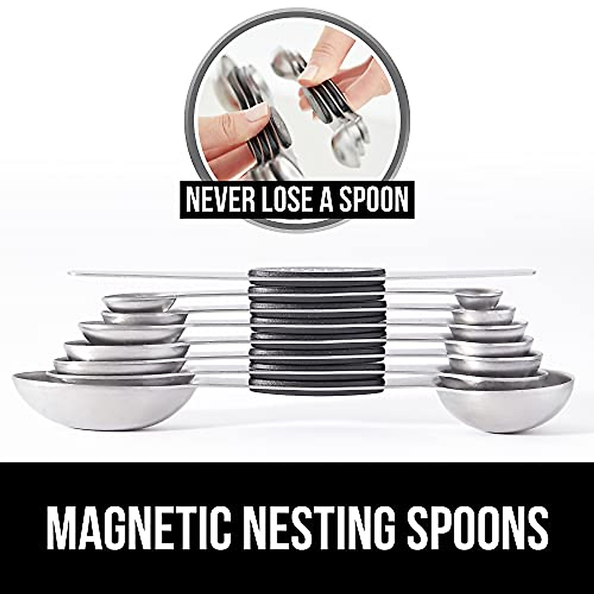 Gorilla Grip Box Grater and Measuring Spoons Set, Box Grater Has Built in Container, Measuring Spoons Set is Dishwasher Safe, Both in Black Color, 2 Item Bundle