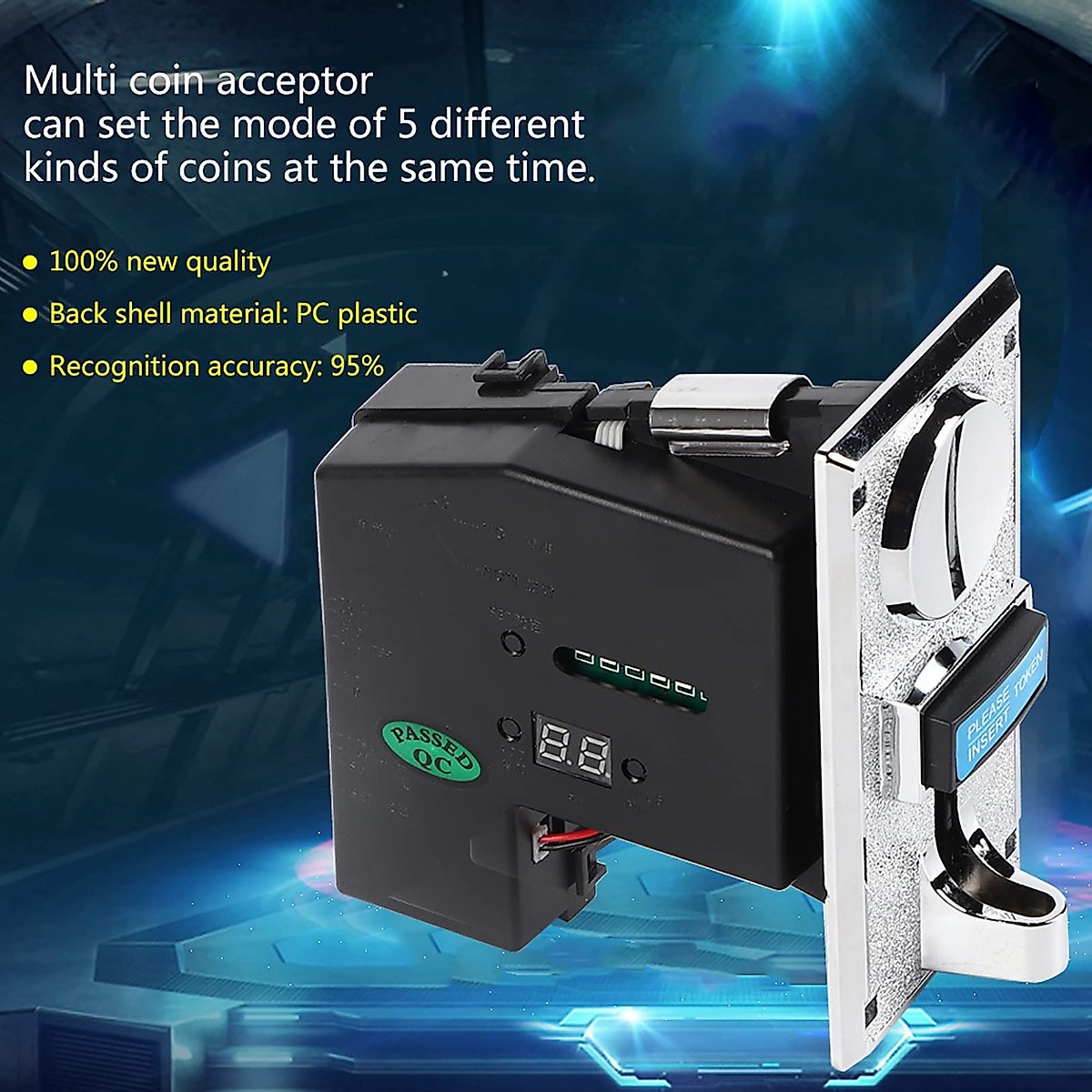 Sluffs Coin Pusher Machine, Coin Operated Washer and Dryer,Multi Coin Acceptor Selector Slot for Arcade Game Mechanism Vending Machine