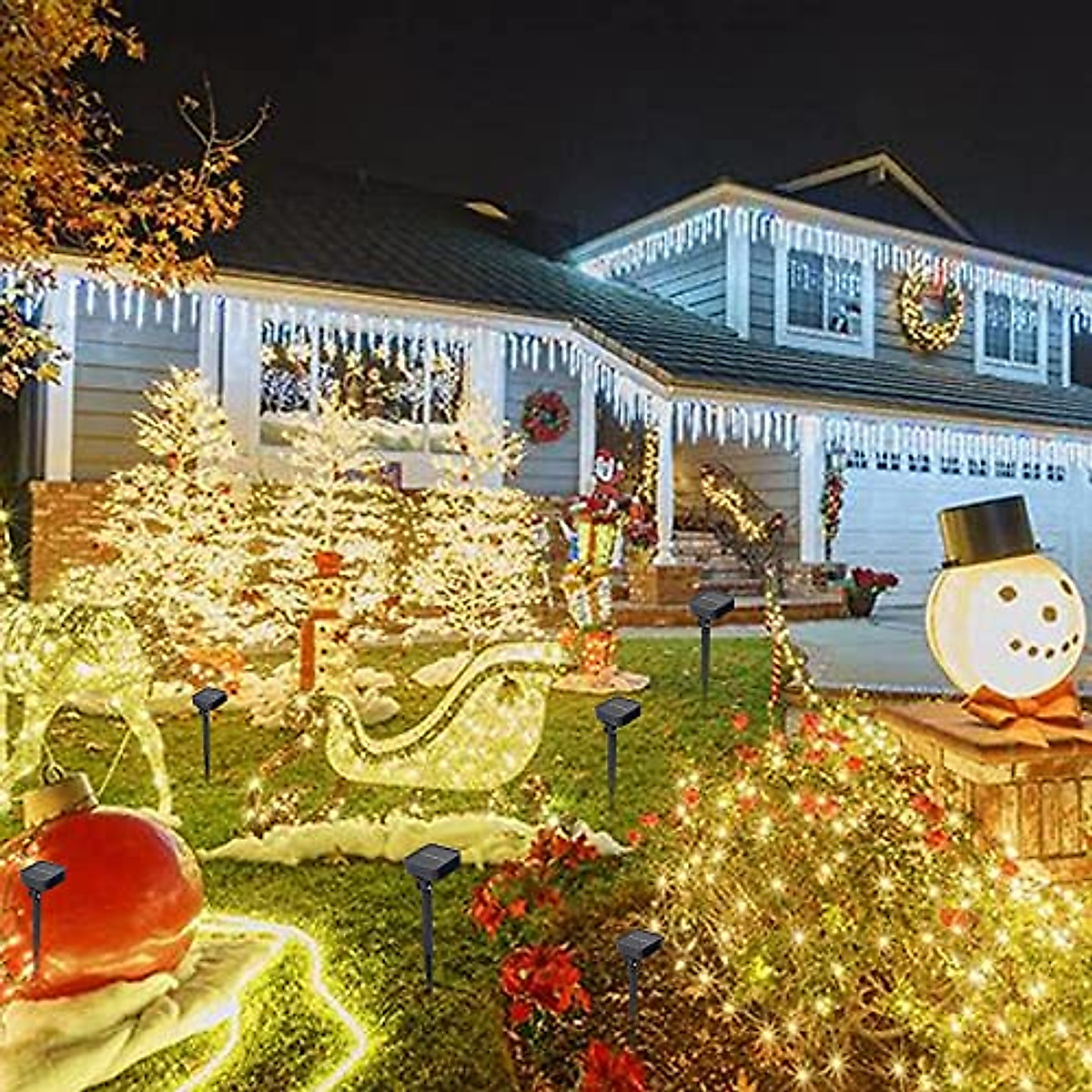 Dazzle Bright 2 Pack Solar String Lights Outdoor, 39.4 FT 120 LED Solar Powered Waterproof Fairy Lights 8 Modes, Copper Wire Lights for Christmas Patio Party Tree Yard Decoration (Warm White)