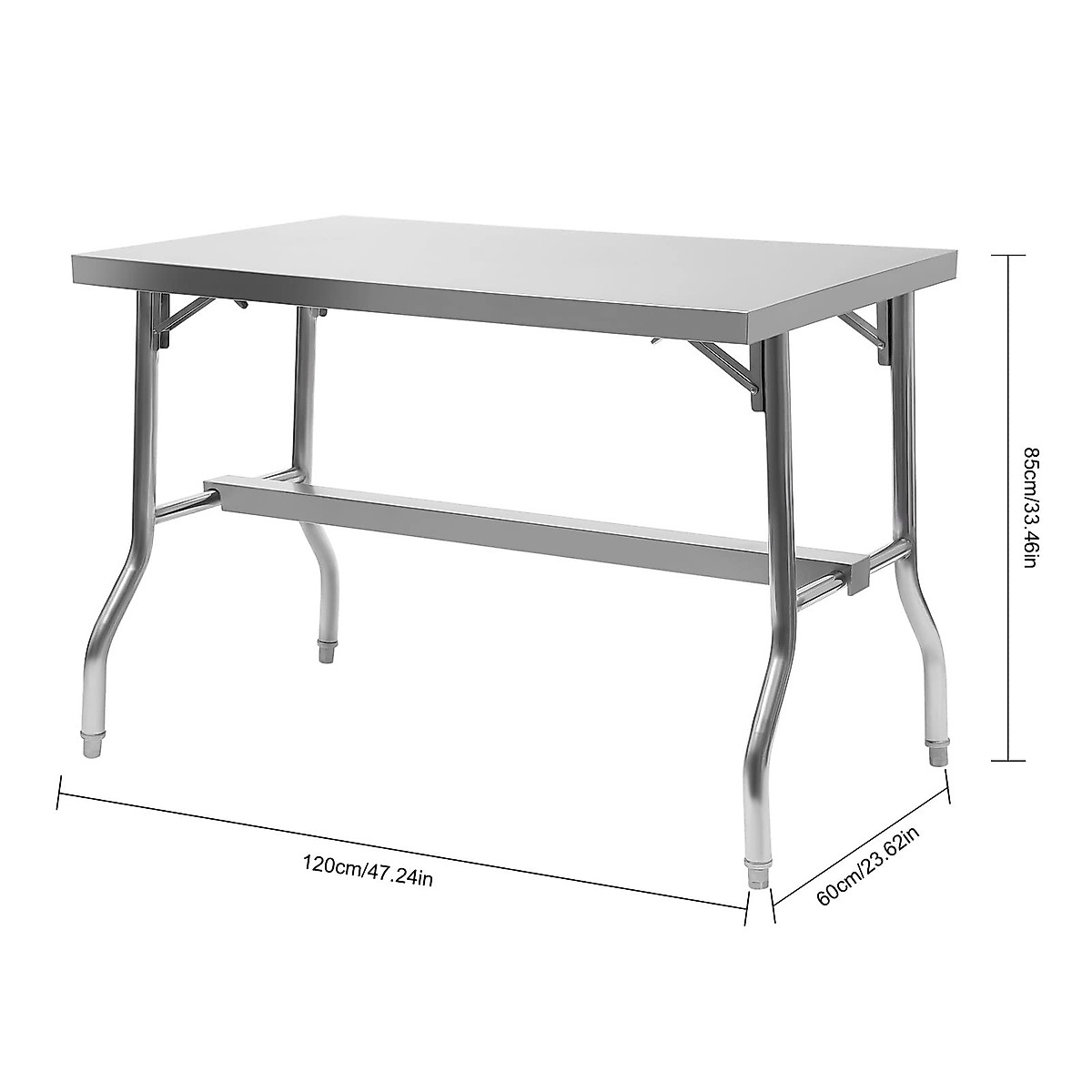 YIYIONCE Commercial Worktable & Workstation 48 x 24 In Stainless Steel Table Folding Food Workbench with 1102 LBS Load Heavy-duty Food Preparation Tables Kitchen Table for Restaurants Cafes | US STOCK