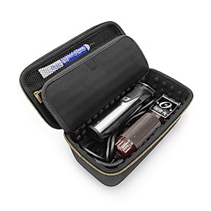 CASEMATIX Hair Clipper Barber Case Holds Clippers, Hair Buzzers, Trimmers, T Finisher Liner - Travel Case For Clippers, Stylist and Hair Cutting Supplies
