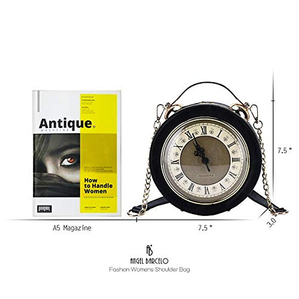 Angel Barcelo Crossover Purse and Handbags Fashion Womens Shoulder bag Handbag (Black)