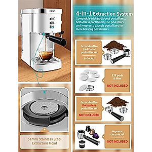 Gevi Espresso Machines 20 Bar Fast Heating Commercial Automatic Cappuccino Coffee Maker with Foaming Milk Frother Wand for Espresso, Latte Macchiato, 1.2L Removable Water Tank