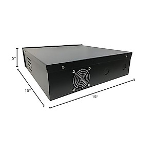 Heavy Duty Steel 18" x 18" x 5" DVR/PC Security Lock box with 16 Gauge steel walls, Exhaust Fan, Great electonics lock box for stores, gyms, classrooms, and any public place (BLACK, 15" x15"x5")