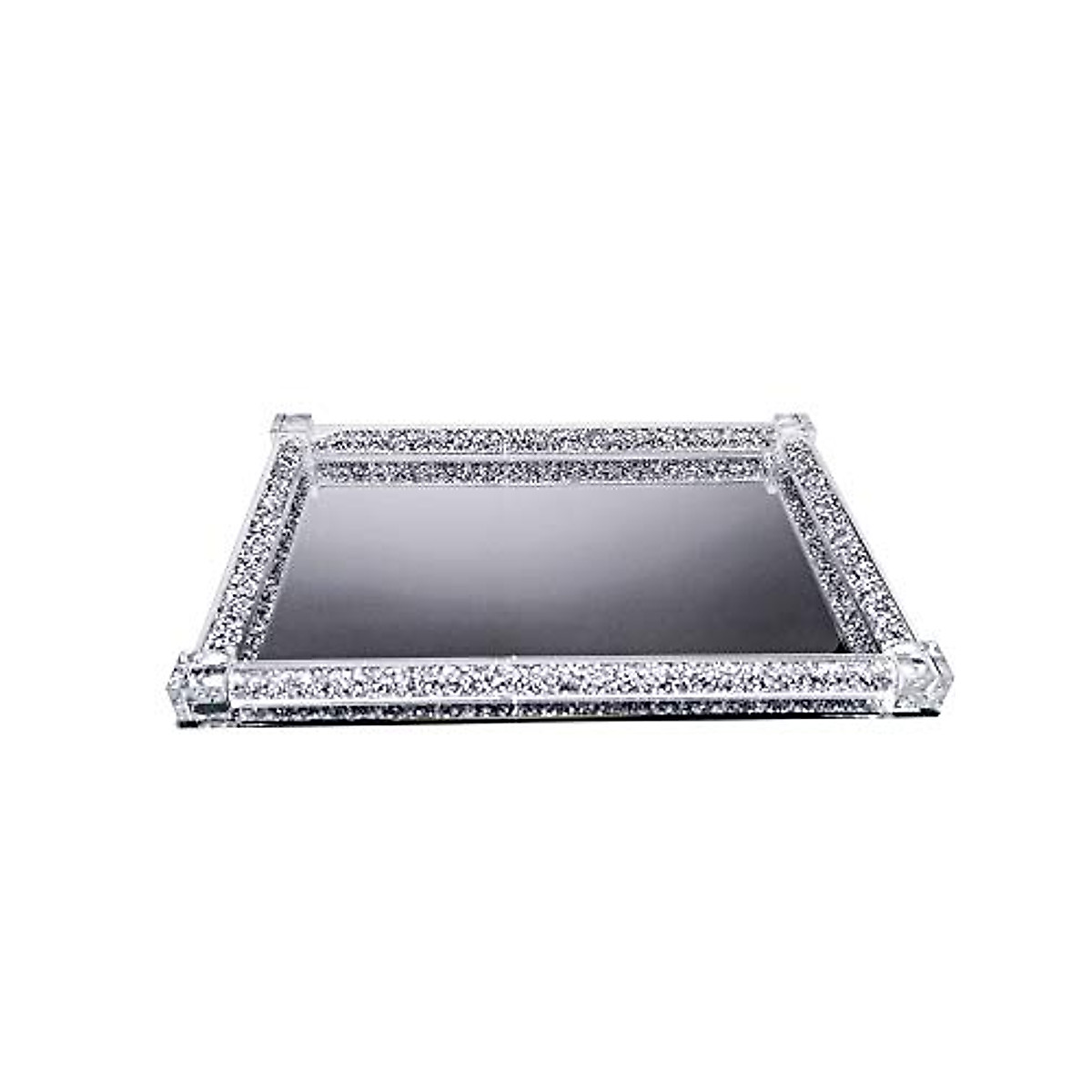 BANQLE Mirrored Vanity Trays, Perfume Trays for Dresser, Glass Decorative Trays for Home Decor, Silver Jewelry Trays