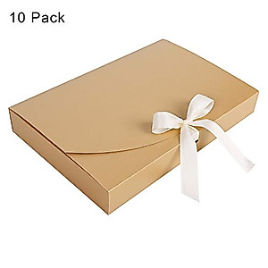 PENINSULA LOVE 10Pack Present Box with Ribbon Bowknot Kraft Paper Gift Bag Underwear Necklace Box Scarf Bag for Wedding Party Valentines Day