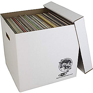 12" Vinyl Record Storage Box - Sturdy Cardboard with Removable Lid - Holds up to 90 Records or Laser Discs - Set of 5 Boxes #12BC13