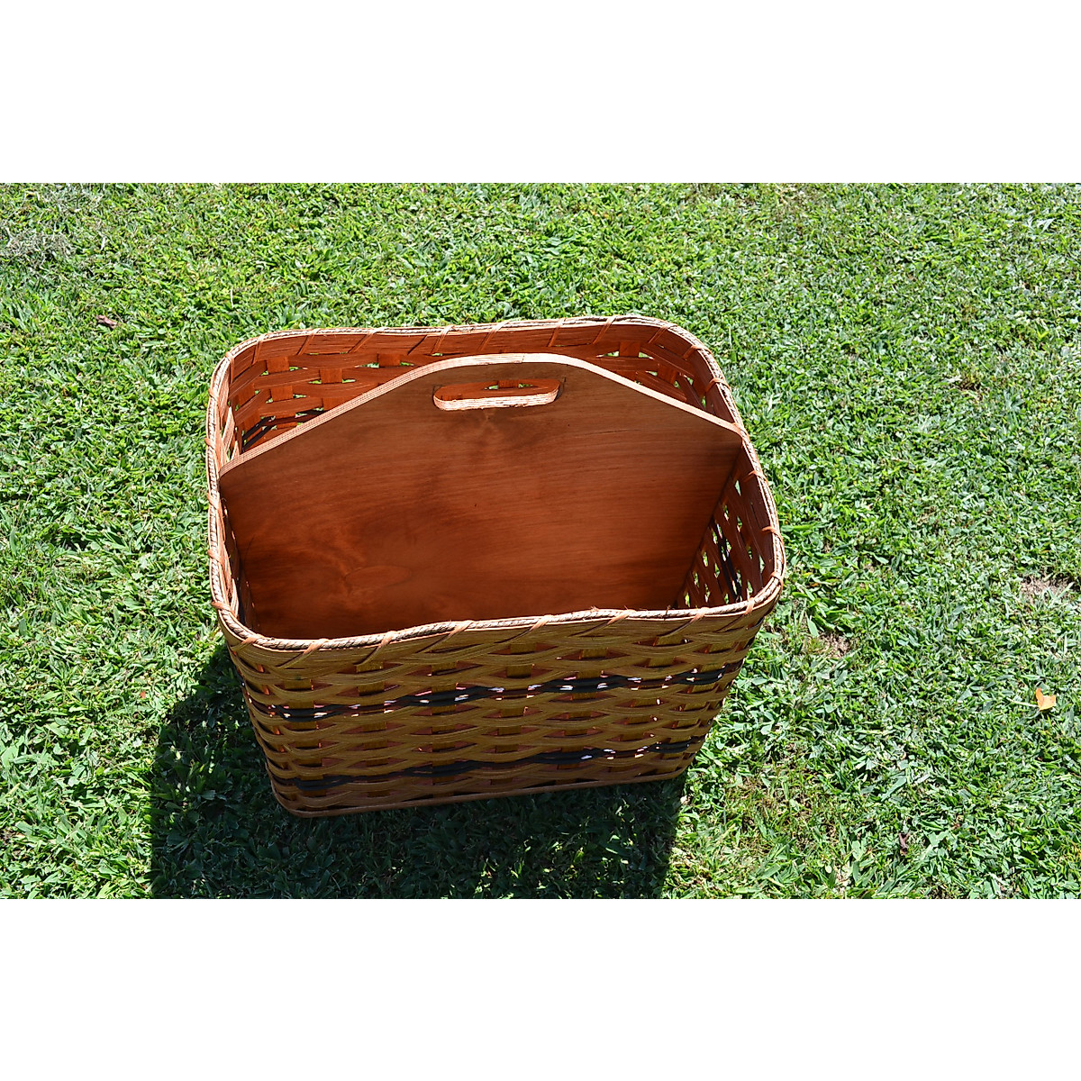 Amish Handmade Magazine Basket with Solid Wood Handled Divider, Will Look Great in Any Office Waiting Area