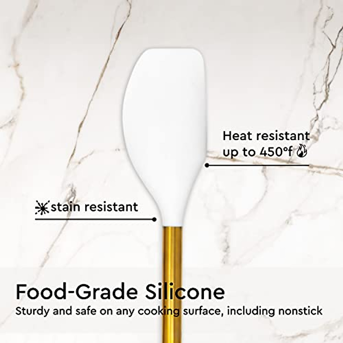White Silicone and Gold Cooking Utensils Set with Gold Utensil Holder: 17PC Set Includes White & Gold Measuring Cups and Spoons Set,White Utensils Set,Gold Spatula,Gold Whisk -Gold Kitchen Accessories