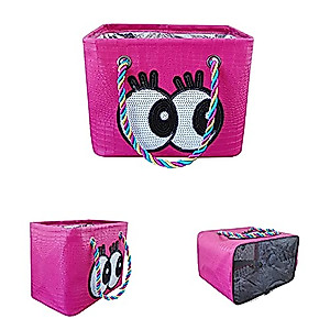 Shower Caddy Portable Folding Utility, Shower tote bag clear, for College Dorm Room Essentials Beach Caddy Tote Bag with Mesh Bottom Handles (Pink)