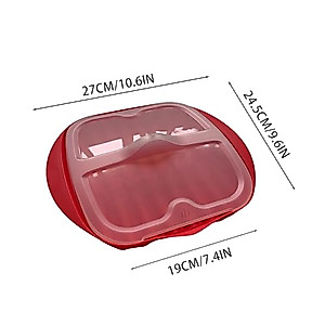 newkaijian Microwave Bacon Tray with Splatter Lid, Safety, Quick and with No Mess, Microwave Bacon Cooker Make Crispy Bacon in few Minutes（red）