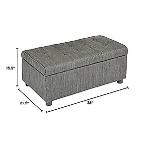 FIRST HILL FHW Arlos Rectangular Fabric Storage Ottoman with Tufted Design - Shadow Gray
