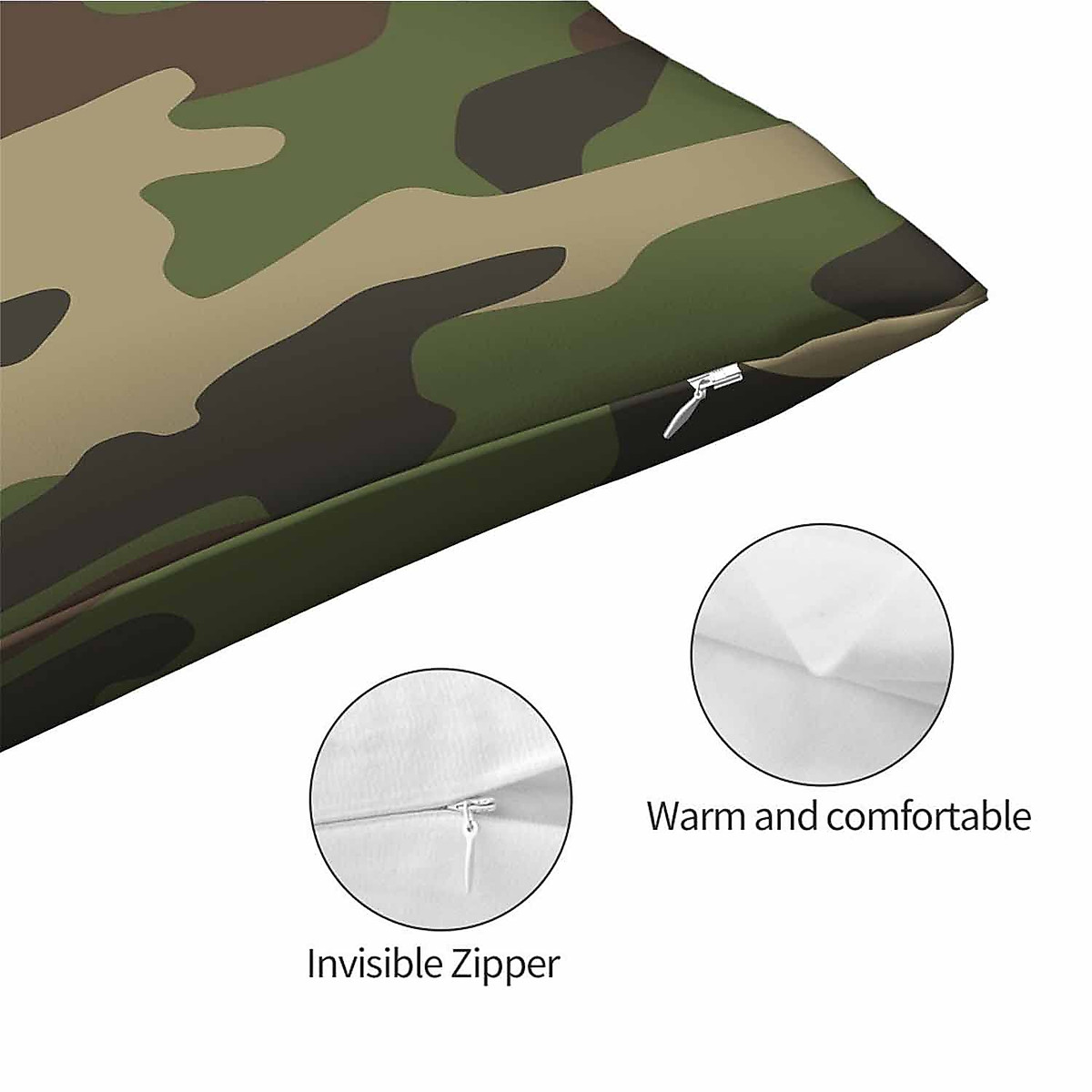 Mugod Home Decor Pillow Cases Green Brown Camouflage,Standard Throw Cushion Cover for Bed Couch Sofa Office Decor 20x30 Inches