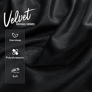 Deconovo Decorative Velvet Throw Pillow Covers for Couch 22x22 in Set of 2, Soft Square Black Cushion Cases for Sofa Living Room Bedroom Home Decor