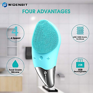 Sonic Facial Cleansing Brush, Refresh Jade - Silicone Electric Face Brush with 3 Function Modes, Waterproof, USB Rechargeable for All Skin Types, Gentle Exfoliating, Deep Cleansing, Massaging (green)