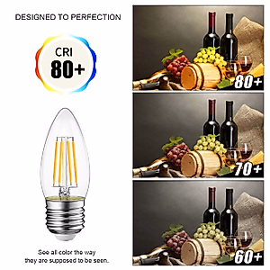 LVWIT B11 LED Filament Bulb E26 Candelabra Medium Base 2700K Warm White, 4W(60W Equivalent) 500 Lumens Non-Dimmable Decorative Candle Light Bulb, Pack of 6