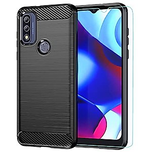 M MAIKEZI Compatible with Motorola Moto G Pure Case with HD Screen Protector Fashion Non-Slip Shock-Absorption Flexible TPU Bumper Soft Rubber Protective Phone Case Cover for Moto G Pure, Black
