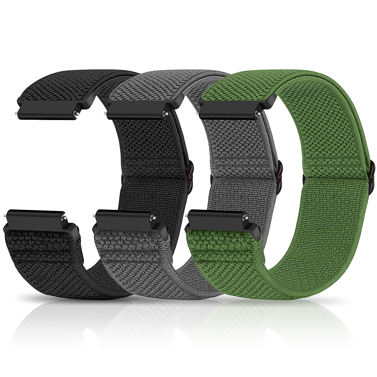 Relting Compatible with 16mm 18mm 19mm 20mm 22mm Watch Bands Quick Release Replacement Wristband,Adjustable Stretchy Nylon Solo Loop Straps Fabric Braided Sport Elastic Bands for Men Women