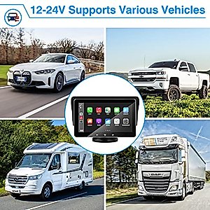 URVOLAX Wireless Portable Car Stereo Carplay Audio Receiver Compatible with Apple Android Auto System,7" HD Touch Screen Car Play with Bluetooth WiFi GPS Navigation FM Radio MirrorLink Voice Control