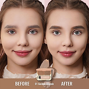 Oulac Waterproof Light Eyebrow Powder Kit with Brow Brush 2 in1 Long Lasting Instant Eyebrow Pomade & Powder Natural Makeup for Sparse Brows 3.2 g/0.11 oz (Golden Blonde）