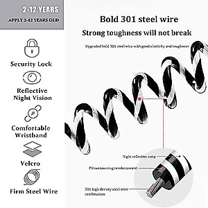 Toddler Harness Walking Leash- Child Anti Lost Wrist Link - Child Safety Harness - Upgrade with Reflective(6.5ft) - for Boys and Girls,Not Easy to Open Without Key (Cool Black)