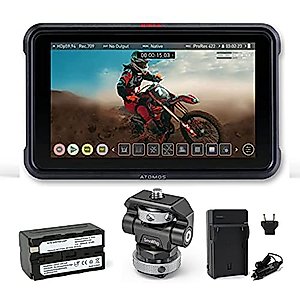 Atomos Ninja V 5-Inch 4K Photo and Video Portable Monitor | 1920 x 1080 Touchscreen Display Video Monitors with HDMI 2.0 in/Out | SmallRig Camera Hot Shoe Mount, Battery & Charger Bundle Set