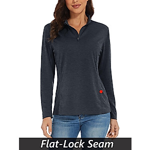 MAGCOMSEN 1/4 Zip Pullover Women Long Sleeve UV Shirts Athletic Shirts Summer Tops Workout Shirts Running Rash Guard Black L