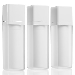 Beaupretty 3pcs Lotion Dispenser With Pump Reusable Vacuum Bottles Frosted Airless Pump Jar Reusable Square Cosmetic Liquid Holders