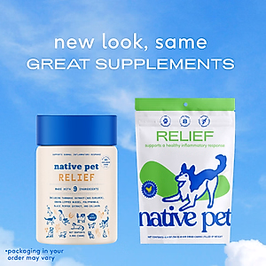 Native Pet Relief - Anti Inflammatory for Dogs - Turmeric, Polyphenols, Green Lipped Mussels for Dogs - Dog Aspirin Alternative - Dog Arthritis Supplement & Dog Joint Pain Relief - 60 Dog Relief Chews