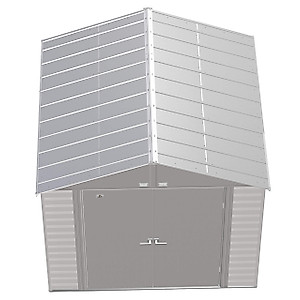Arrow Select 8' x 8' Outdoor Lockable Steel Storage Shed Building, Flute Grey