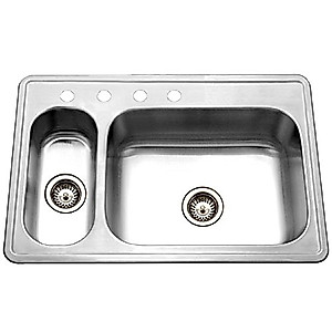 HOUZER LHD-3322-1 Legend 33-by-22-Inch 80/20 Drop-in Double Bowl Stainless Steel Sink
