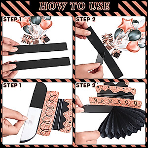 Clabby 12 Pieces Birthday Table Decorations Honeycomb Centerpieces for Table Decor Cute Birthday Honeycomb Topper for Women Men Anniversary Theme Party Supplies Photo Props(Rose Gold, Black)