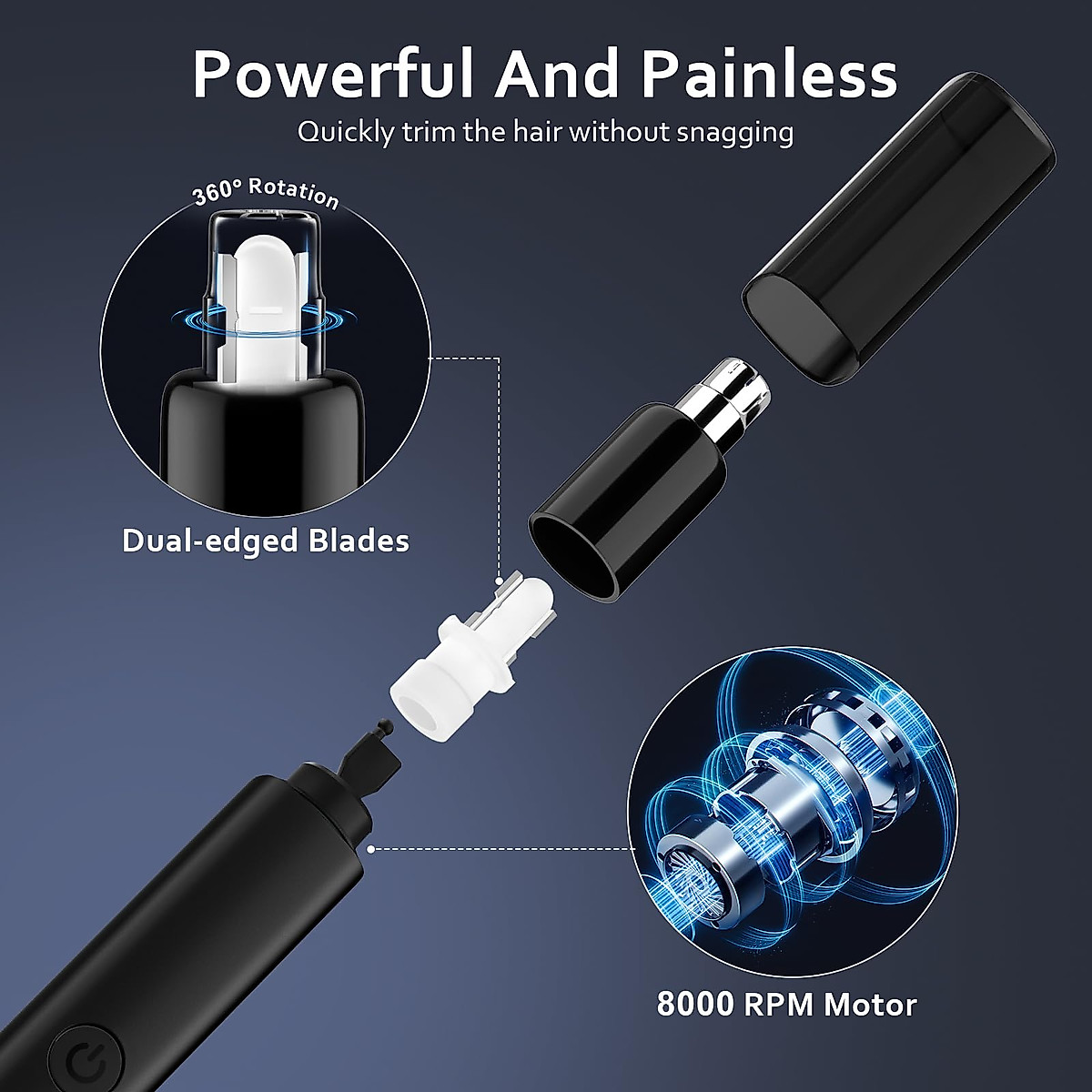 TIFOR Ear and Nose Hair Trimmer for Men - USB Electric Nose Hair Trimmer for Women, Waterproof Eyebrow Facial Hair Removal Rechargeable Nose Clipper