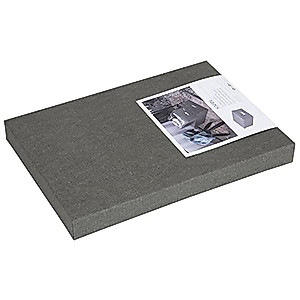 Bigso Karin KD Collapsible Storage Box | Photo Storage Box with Labelframe for Easy Identification | Simple Assembly without Tools | Decorative Storage Boxes with Lids | 8.9″x12.4″x5.4″ | Grey
