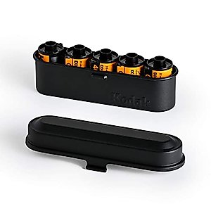 KODAK Film Case - for 5 Rolls of 35mm Films - Compact, Retro Steel Case to Sort and Safeguard Film Rolls (Black) (Film is not Included)
