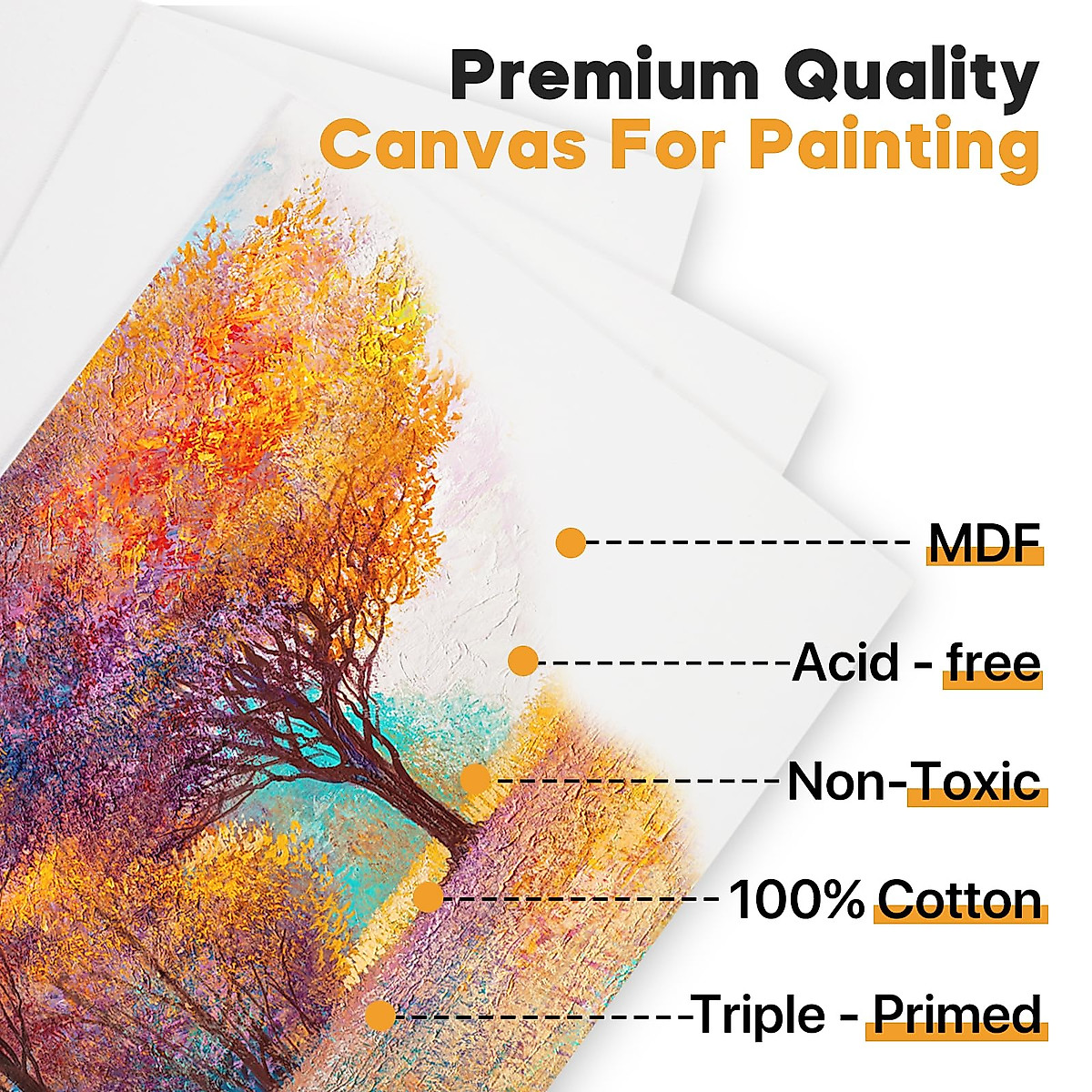 CONDA Artist Canvas Panels 9 x 12 inch, 12 Pack, Primed, 100% Cotton, Artist Quality Acid Free Canvas Board for Painting Watercolor & Oil