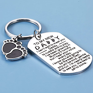 New Dad to Be Gifts Keychain Pregnancy Baby Announcement Gifts for Dad Men First Time Father's Day Gifts Soon to Be Daddy Gifts for Him First Time Dads Moms Gifts for Husband from New Mommy Wife