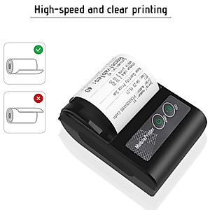 Zerodis Blue Tooth Thermal Receipt Printer Portable Ticket Pass Bill Mini Label Machine for MPT II 200dpi 3 5 inches sec for estaurant Sales Kitchen Retail (US Plug)