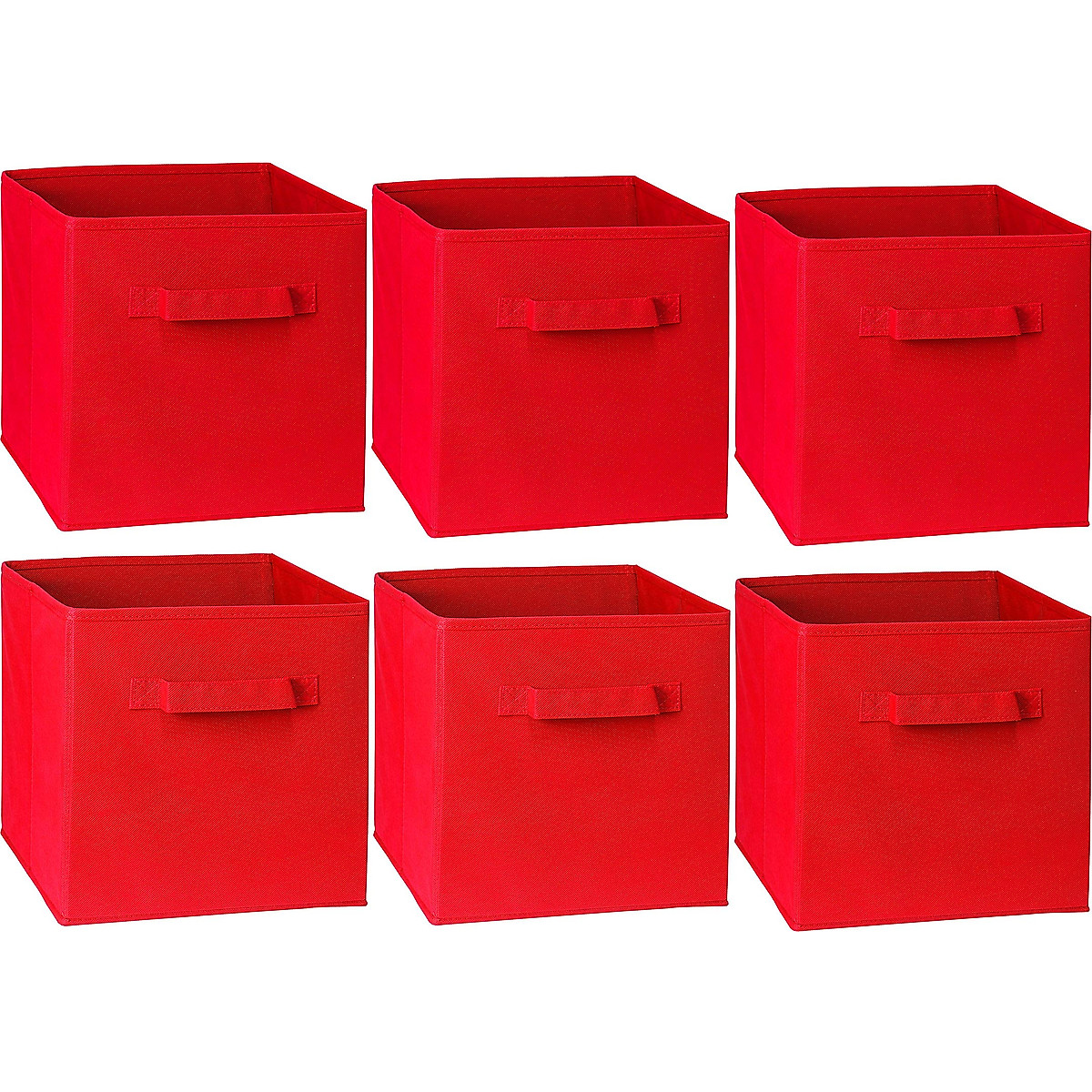 Simple Houseware Foldable Cube Storage Bin, Red - 6 Pack