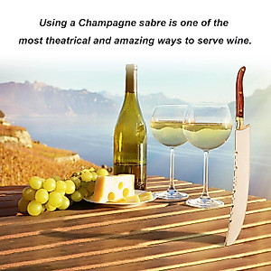 XuSha Champagne Saber Champagne Sword Wine Knife Bottle Opener Wood Handle with Gift Box (Red handle + Gift Box)