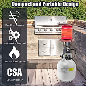 S AFSTAR 35,000-42,000 BTU Tank Top Propane Heater, Portable Propane Heater w/Tip-over Switch & Safety Shut-off, Indoor Outdoor Heaters for Ice Fishing Survival (Propane Cylinder not Included)