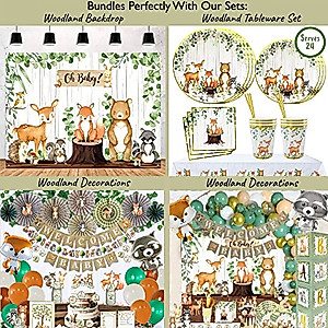 268 Piece Woodland Baby Shower Decorations for Boy Or Girl Kit | Gender Neutral Forest Animal Decor | Banners Garland Fans Guestbook Sash Balloons Cake Topper Games Stickers Creature Cutouts Ivy Vines