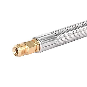 GasSaf 18inch RV Propane Pigtail Hose，Stainless Steel Braid Gas Hose Connector with Type 1 Connection x 1/4 Inch Inverted Male Flare（2 PCS）